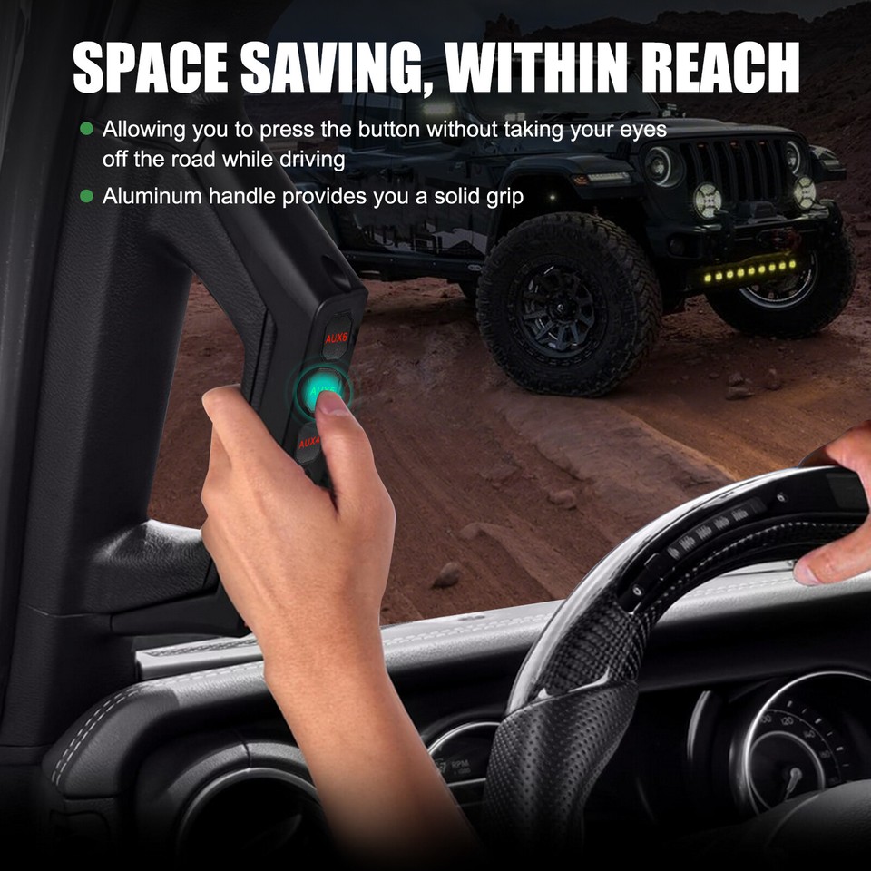 6 Gang Grab Handle Wireless Switch Panel For Jeep Wrangler JL 2018-23 ...