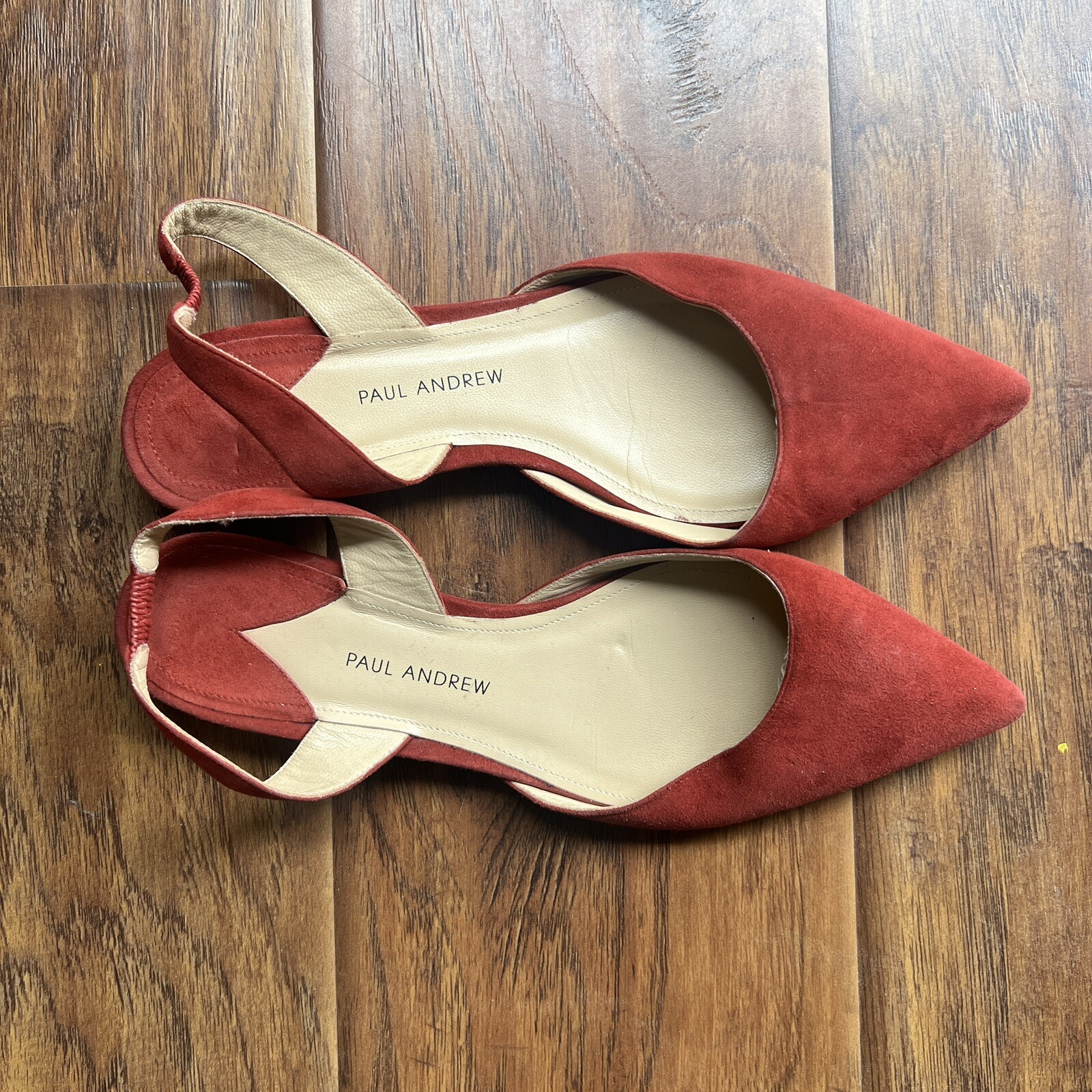 Paul Andrew Rhea 15 Red Suede Slingback Point Toe Flat - Size 8/38 | eBay
