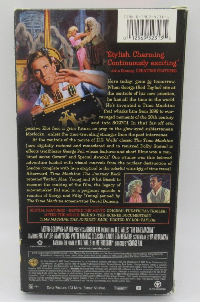 THE TIME MACHINE - WARNER BROS. CLASSIC VHS VIDEO MOVIE, ROD TAYLOR ...