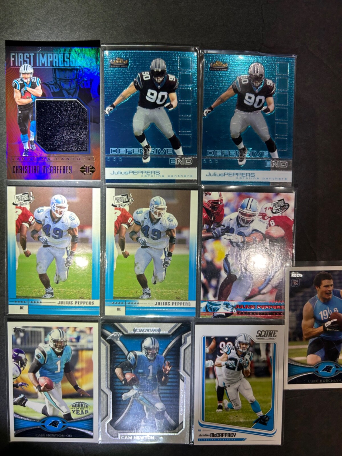 Carolina Panthers 10 card Lot. McCaffrey Jersey, 5 Peppers RC's & more ...