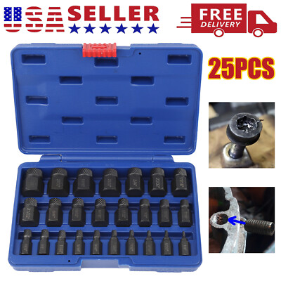25Pcs Screw Extractor Set Hex Head Multi-Spline Easy Out Bolt Extractor ...