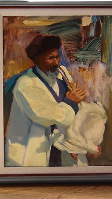 KAYE GUERIN-MANN ORIGINAL OIL ON CANVAS ""KHIRA POULTRY VENDOR" SIGNED ...