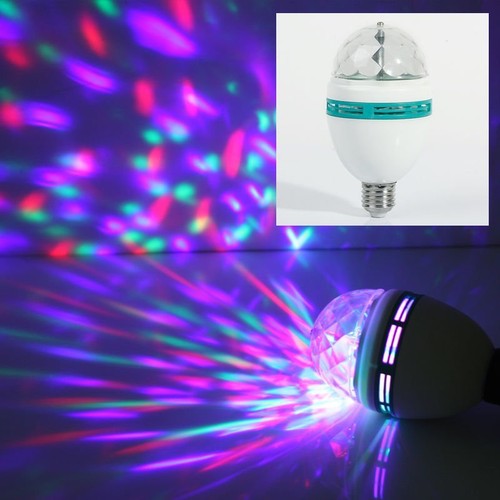 3W RGB LED Full Color DJ Stage Light Bulb Auto Rotating Crystal Disco ...