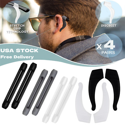4 Pair Anti Slip Glasses Ear Hooks Tip Eyeglasses Grip Temple Holder ...