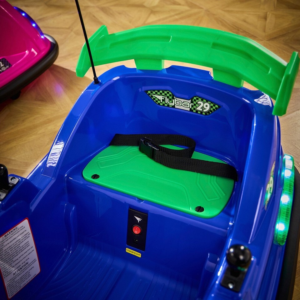 Flybar 6V Racer Bumper Car in Blue! with Flashing LED Lights & Charge ...