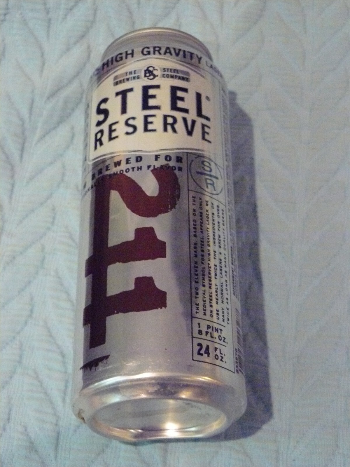 Silver/Brown STEEL RESERVE 211 BEER CAN Pull Tab OPEN 24 oz. empty ALUM ...