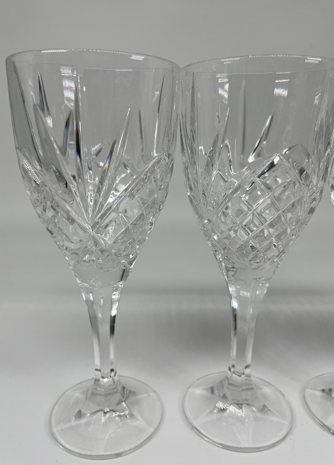 Bohemia Crystal Crystalex Cortina Criss Cross Fan Cut WINE Glasses Vintage Set 4 | eBay