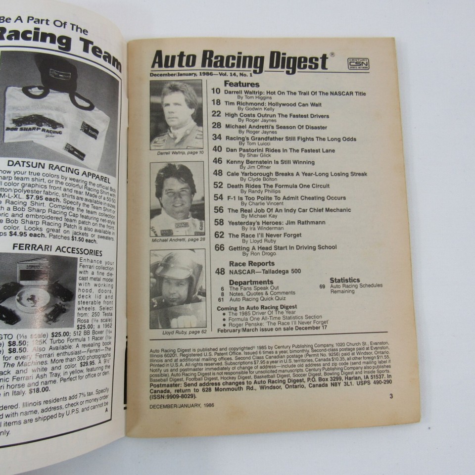 January 1986 Auto Racing Digest Collector Magazine IndyCar Cart Indy500 ...