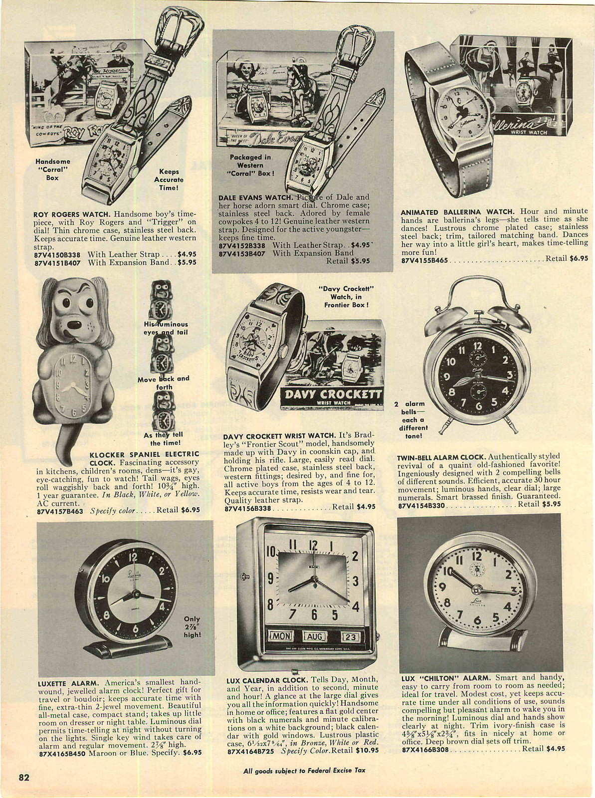 1957 PAPER AD Davy Crockett Wrist Watch Lux Calendar Clock Klocker ...