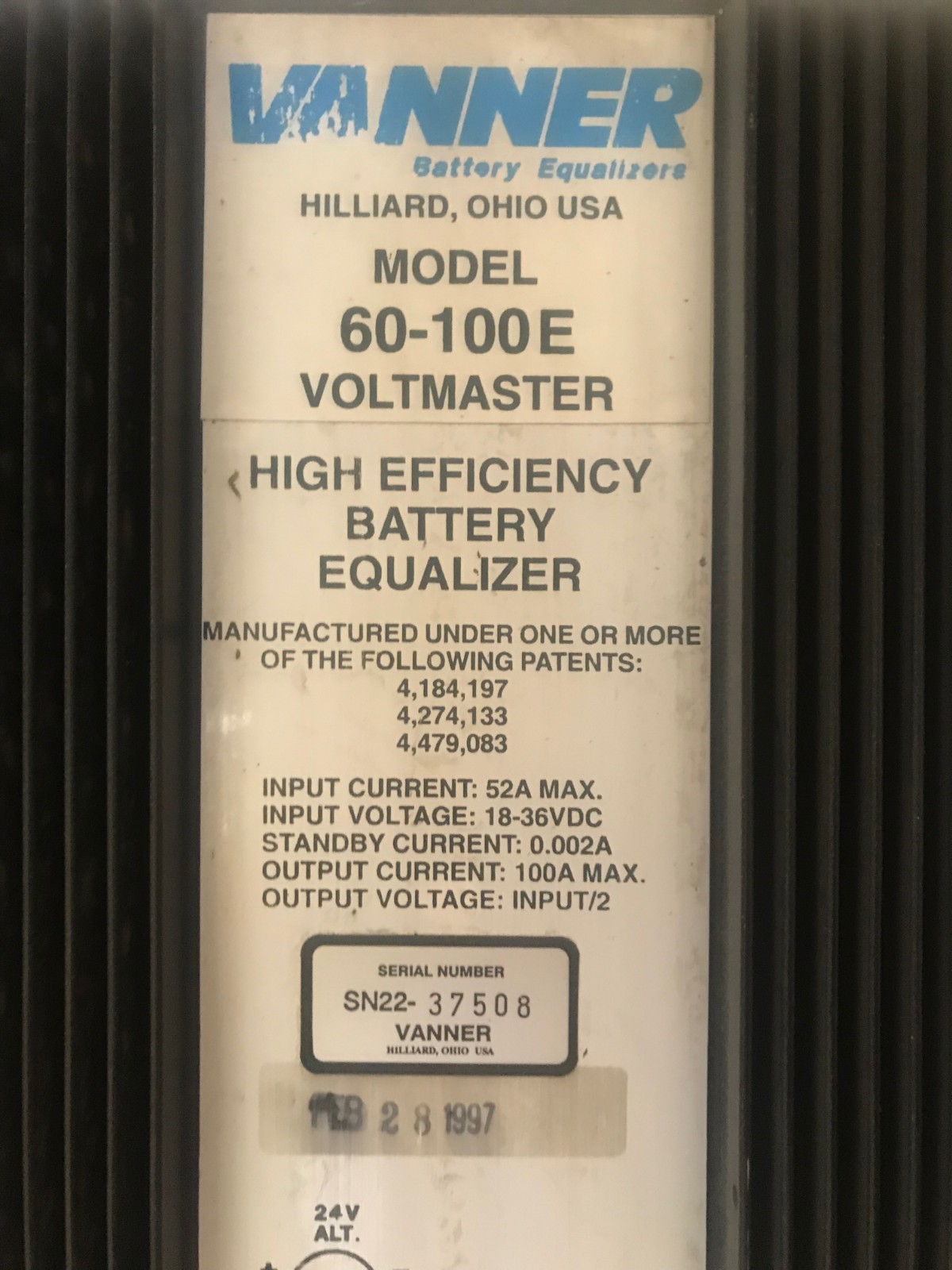 Vanner Voltmaster 60-100e High Efficiency Battery Equalizer for sale ...