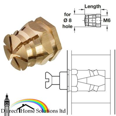 Hafele M6 x 9/12mm Internal Thread Solid Brass Sleeve Insert Spreading ...