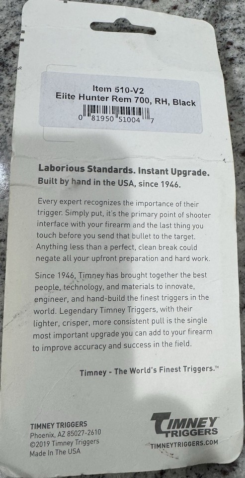 Timney Elite Hunter Remington 700 Adjustable Trigger Model 510-V2 | eBay