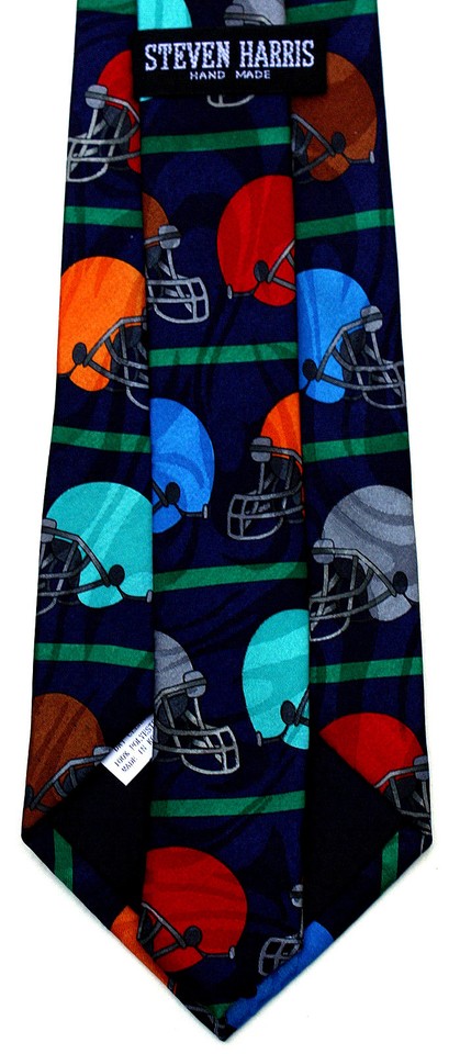 Colorful Football Helmets Men's Necktie Coach Team Sports Fan Blue Neck ...