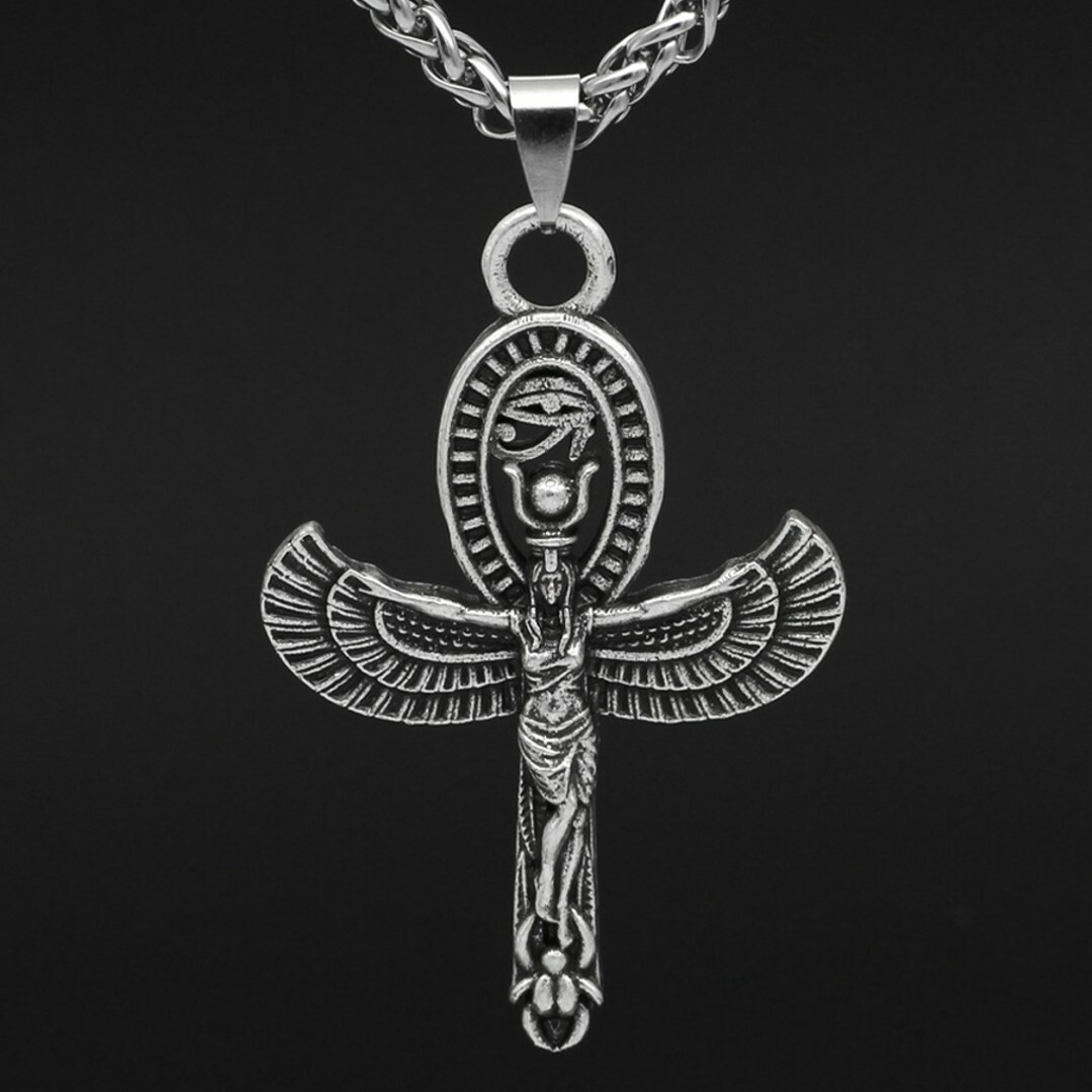Egyptian Goddess Isis Ankh Cross w. Eye of Horus Pendant Necklace ...