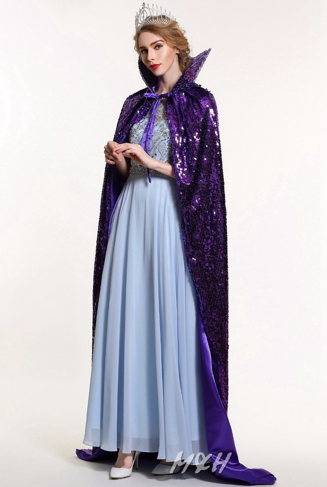 Bridal Long Cloak 180cm Paillette Satin Cape Women Robe Pageant Party ...