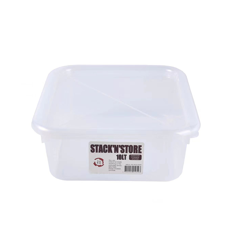 4 x 10L Clear Plastic Storage Box Stackable Container Organizer Kitchen ...