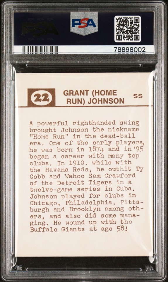 Grant Home Run Johnson 1974 Laughlin Old Time Black Stars #22 PSA 7 NM ...