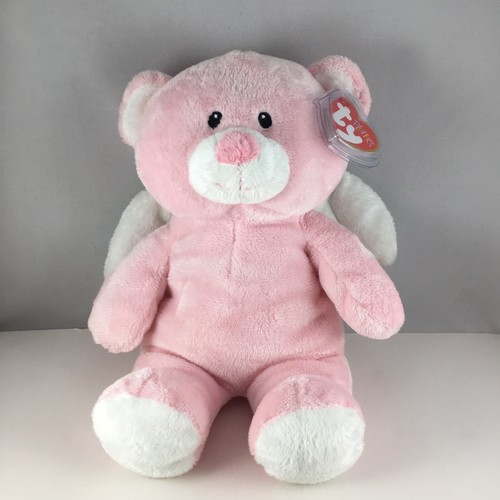 TY Pluffies LITTLE ANGEL Pink Bear (11 Inch) Plush Toy *Spelling Error ...