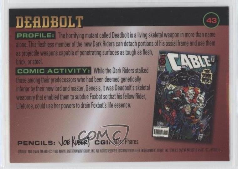 1995 Fleer Ultra Marvel X-Men All-Chromium Dark Riders Deadbolt #43 4et ...