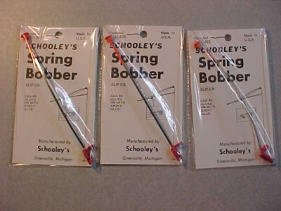 3 NEW Schooley's Slip-on Spring Bobber Orange tip Ice Fishing rod reel ...