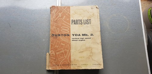 RUSTON YDA MARK 2 VERTICAL DIESEL HIGH SPEED ENGINE PARTS CATALOGUE ...