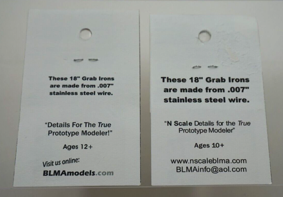 NOS BLMA (Lot Of Two) DROP GRAB IRONS (18") N Scale Accessories - 61 | eBay