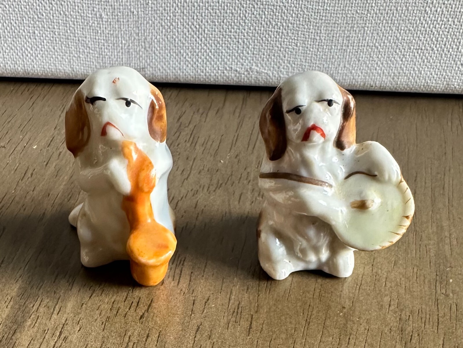 2 Vintage Cocker Spaniel Dog Figurines w/ Music Instruments Made ...