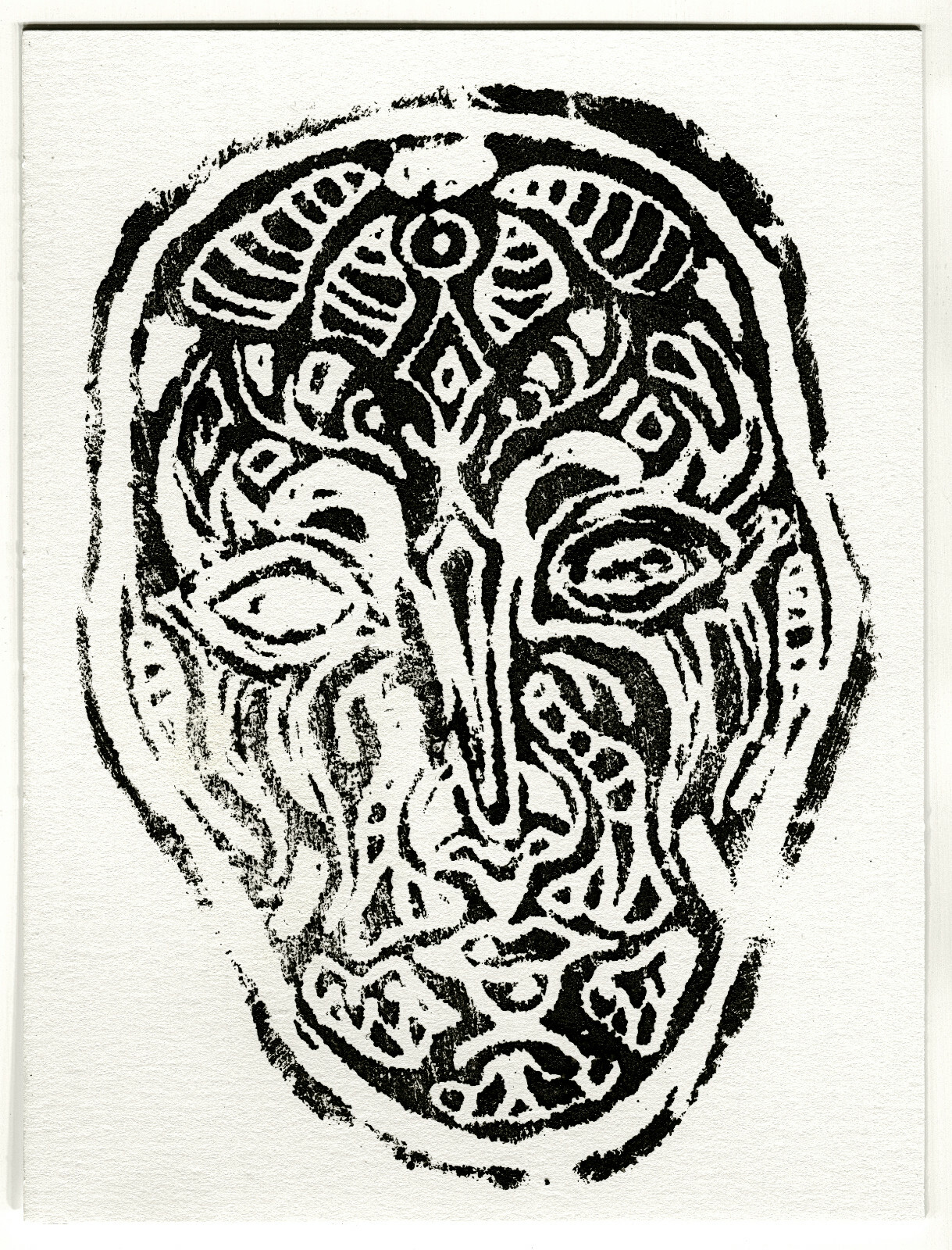 Vizard No. 1 - Original Acrylic Abstract Face Mask Block Print - Art By ...