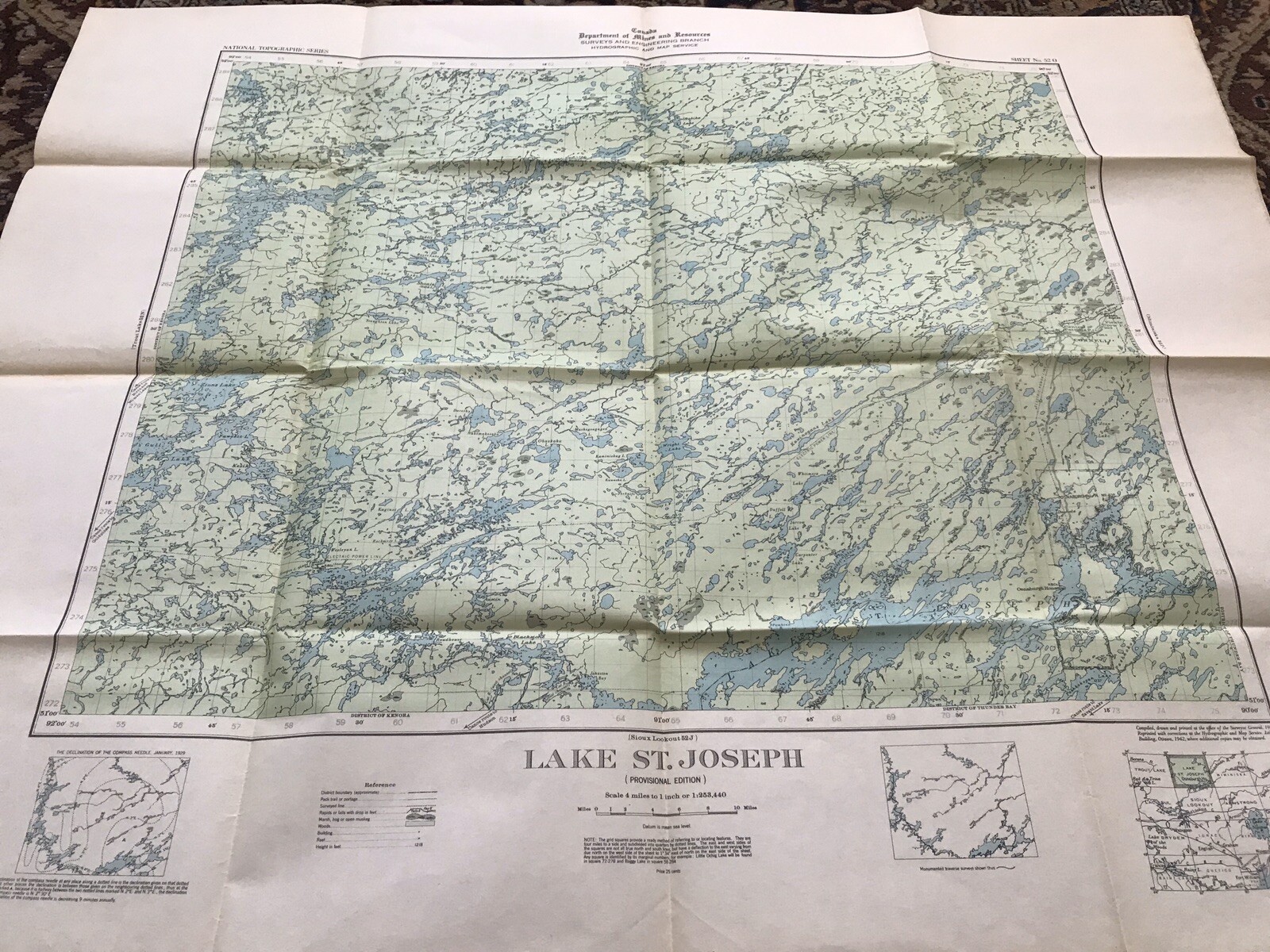 Vintage 1942 Lake St. Joseph Ontario Topographic Map 24”x30” | eBay