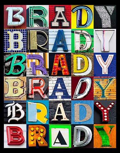 BRADY Name Poster featuring photos of actual sign letters | eBay