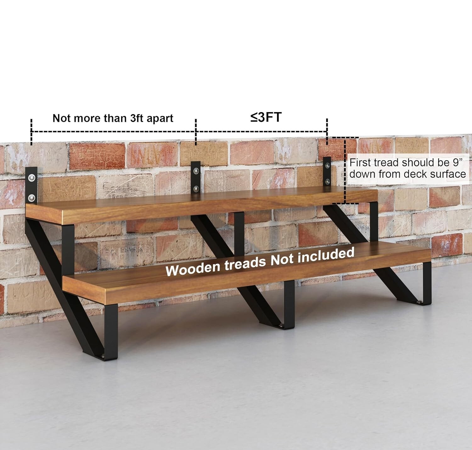 DIYHD Steel Stair Riser 2/3/4/5/6/7 Step Stair Stringer,3 Pairs,No ...