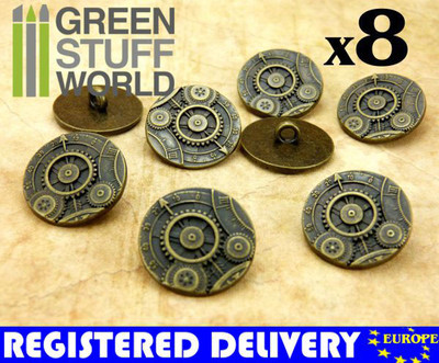 8x Steampunk Buttons GEARS MECHANISM - Bronze - 7/8" (22mm) - Metal ...