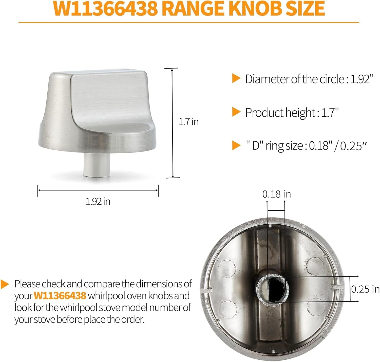 Stainless Steel Stove Knobs Replacement for Whirlpool Gas Range - 5 Pcs ...