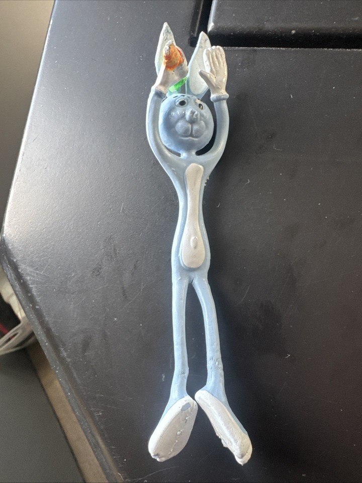 Rare Bendable/ Posable Rubber Aqua 5” Bunny Rabbit Holding Carrot Toy ...