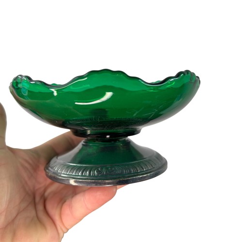 Sterling Silver & Emerald Green Glass Frank Whiting Compote Bowl Candy ...