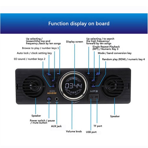 1 Din Bluetooth Car Stereo MP3 Player In-dash Radio Head Unit USB/SD ...