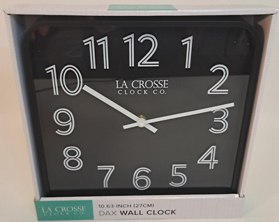 LA CROSSE CLOCK CO. DAX Wall Clock 10.83 Inch White and Black Square | eBay