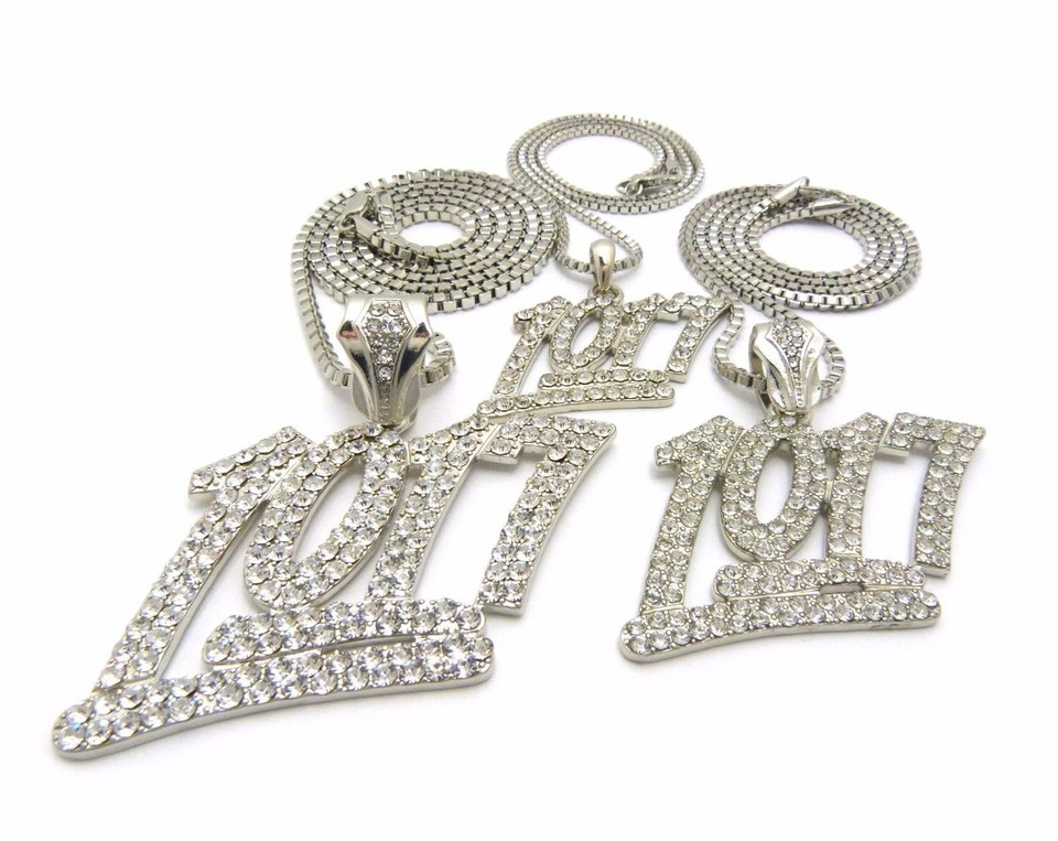 Iced Hip Hop 3pcs of 1017 Pendant w/ 20",24",30" Box Chain 3 Bling ...