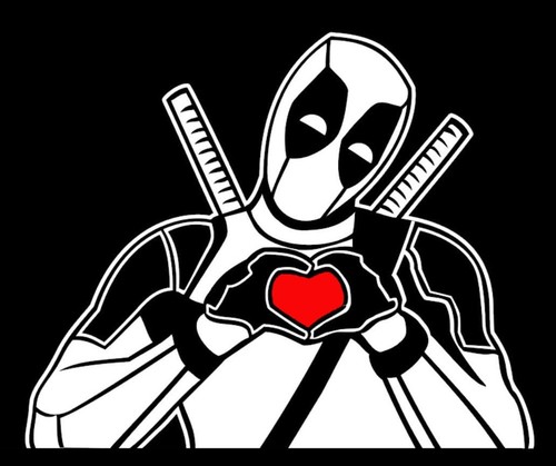 Deadpool Superhero Making a Heart - White Vinyl Graphic Car Truck ...