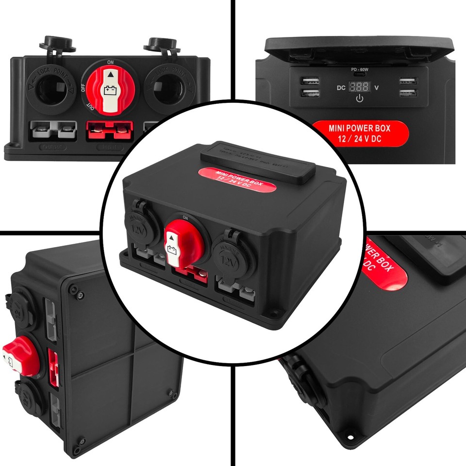 12V/24V DC Mini Power Distribution Control Box USB Switch Panel for ...