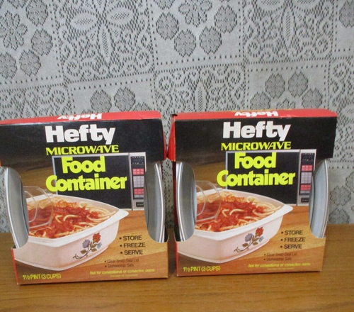 2 Pkgs. Hefty FOOD CONTAINER Plastic Square Floral Pattern - Total 4 ...