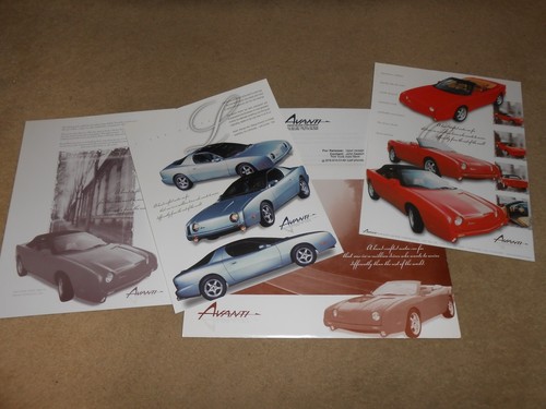 2001 AVANTI PORTFOLIO BROCHURE / CATALOG / 3 COLOR SPEC SHEETS & PRESS ...