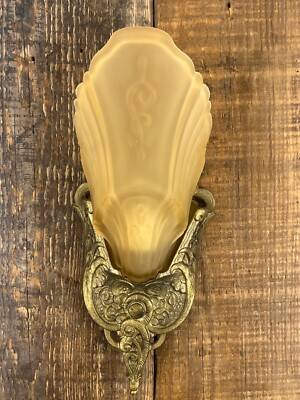 Antique ART DECO 1930's Slip Shade Wall Sconce Fancy Light Fixture ...