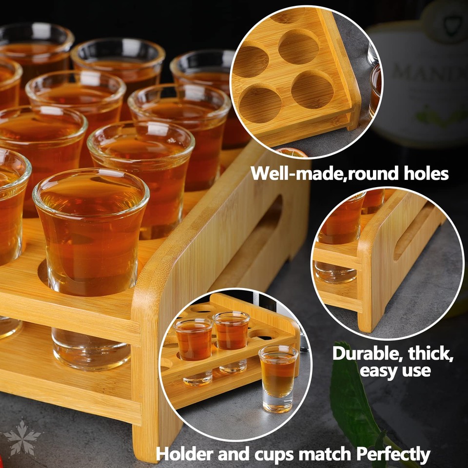 Shot Glasses Set of 24 Large Shot Glasses and Holder 1oz/30ml Shot ...