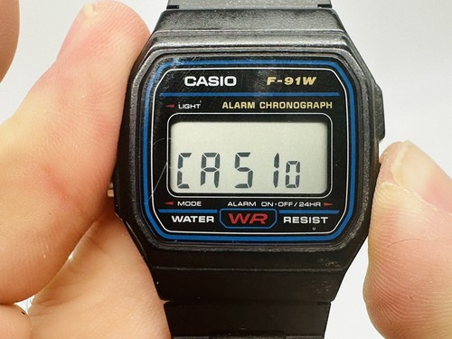 ⭐️ Vintage CASIO F-91W Retro DIGITAL WATCH Black Blue F91W Module 593 ...