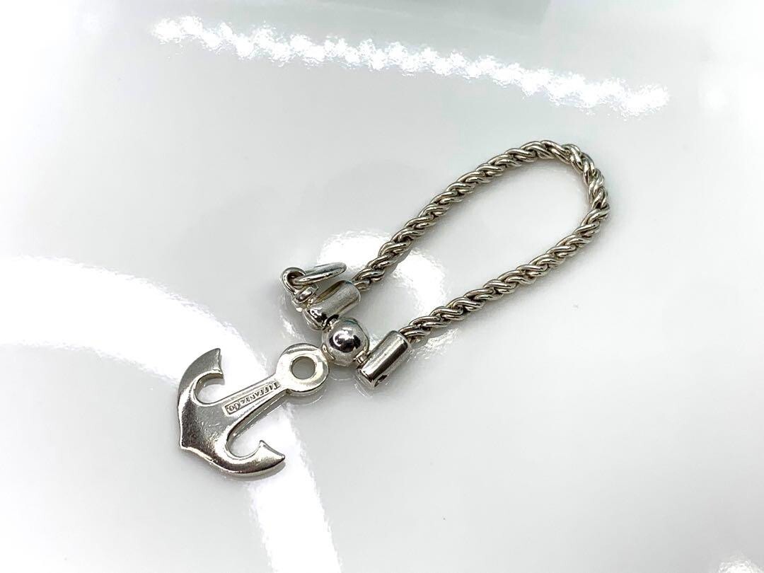TIFFANY & CO. Anchor Motif Silver 925 Bag Charm Key Ring Keychain W/Box ...