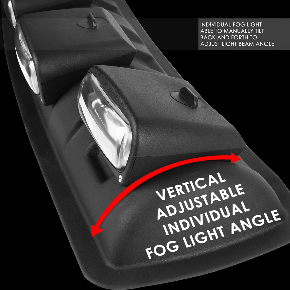 UNIVERSAL OFF-ROAD BLACK FRAME CLEAR ROOF MOUNTED FOG LIGHT+SWITCH ...
