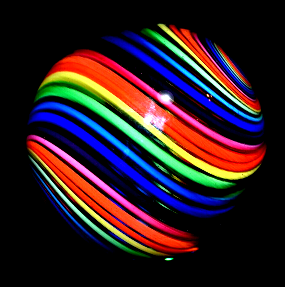 EDDIE SEESE GLASS MARBLE/2.105"-RAINBOW FLIPSTER SWIRL b-PURPLE,ROYAL ...
