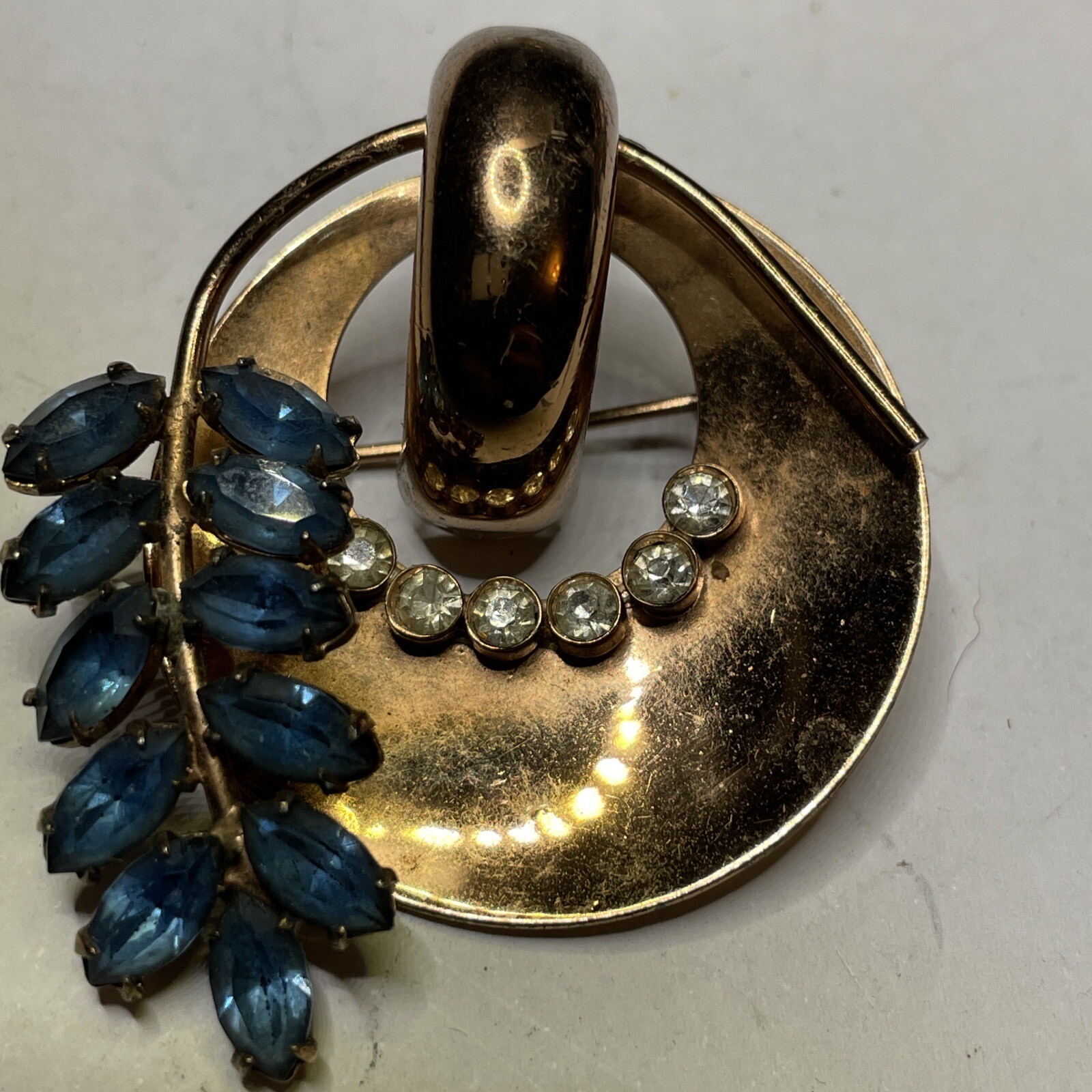 Vintage Coro Sterling Blue Rhinestone Pin - Gem