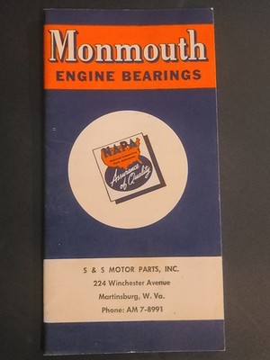 Vintage Monmouth Engine Bearings Memo Book S & S Motor Parts ...